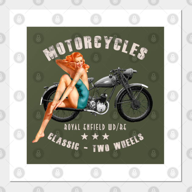 Pin up Girls Royal Enfield WDRE Vintage Motorcycle WW2 - Pin Up Girl - Posters and Art Prints ...